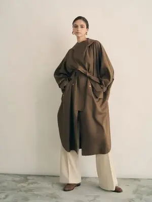 Max Mara Water-repellent Wool Gabardine Duster Coat