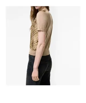 Burberry Check Panel Crewneck T-shirt - Camel