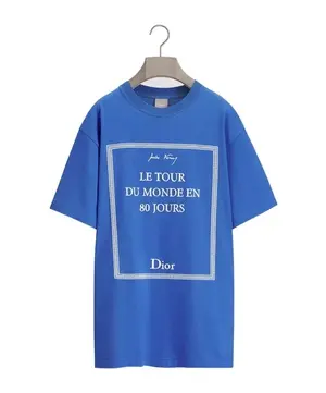 Dior T-shirt With Book Cover Embroidery, Relaxed Fit - Blue