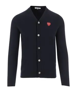 Play Comme Des Garcon Knitted Cardigan With Heart Logo
