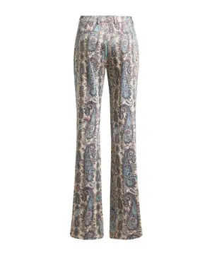 Etro Flared Cotton-blend Jacquard Trousers With Paisley Foliage Motif