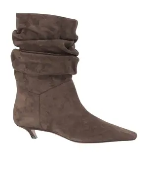 Amina Muaddi Square-toe Ankle Boots - Coffee
