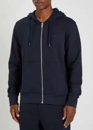 BOSS Zip-up Hooded Cotton Sweatshirt