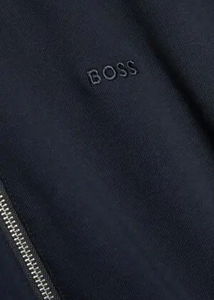 BOSS Zip-up Hooded Cotton Sweatshirt