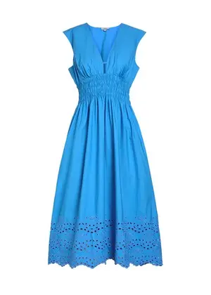 Rails Roxanne Embroidered Cotton Midi Dress - Blue