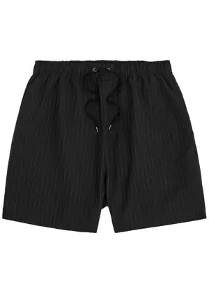 Studio Nicholson Pinstriped Cotton And Wool-blend Shorts - Black
