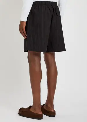 Studio Nicholson Pinstriped Cotton And Wool-blend Shorts