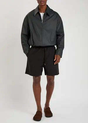 Studio Nicholson Pinstriped Cotton And Wool-blend Shorts