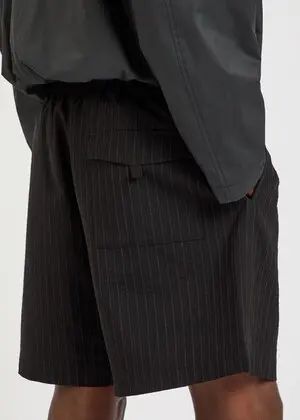 Studio Nicholson Pinstriped Cotton And Wool-blend Shorts