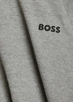 BOSS Waffle Hooded Cotton-blend Sweatshirt With Logo Embroidery