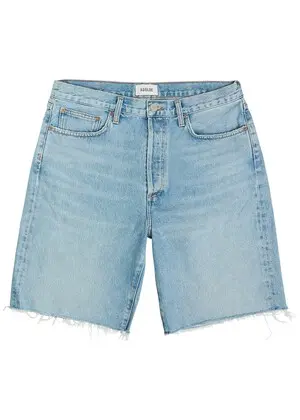 AGOLDE Anson Frayed Denim Shorts - Light Blue