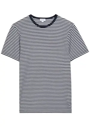 Sunspel Striped Cotton T-shirt - Navy
