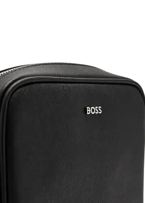 BOSS Northon Logo Saffiano Leather Cross-body Bag - Black