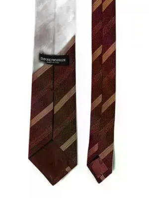 Emporio Armani Jacquard-stripe Silk Tie - Red