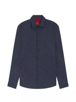 Hugo Kenno Geometric-print Long-sleeved Shirt - Blue