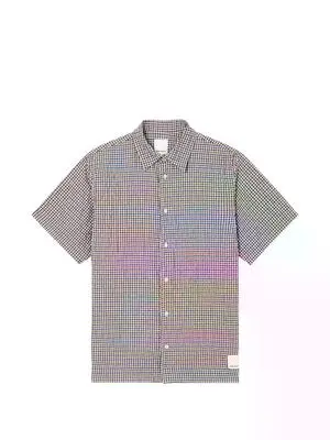 Emporio Armani Eagle Club Crinkle Fabric Shirt With Check Motif - Neutrals