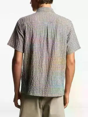 Emporio Armani Eagle Club Crinkle Fabric Shirt With Check Motif - Neutrals