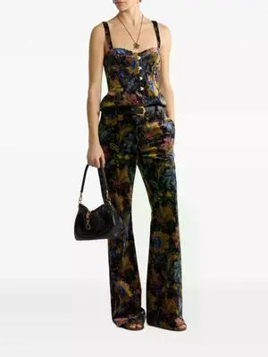 Etro Floral Print Cotton Velvet Trousers - Blue