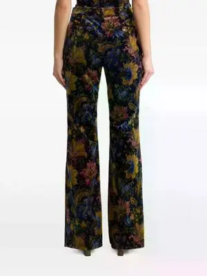 Etro Floral Print Cotton Velvet Trousers - Blue