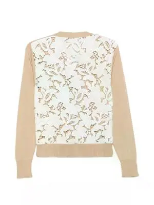 N°21 Lace-panelled V-neck Cardigan