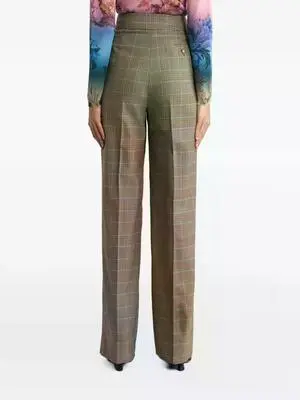 Etro Stretch Wool Prince Of Wales Motif Trousers - Neutrals