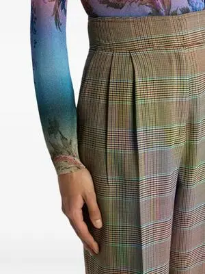 Etro Stretch Wool Prince Of Wales Motif Trousers - Neutrals