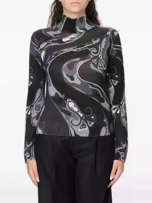 Emilio Pucci Abstract Print Roll Neck Sweater