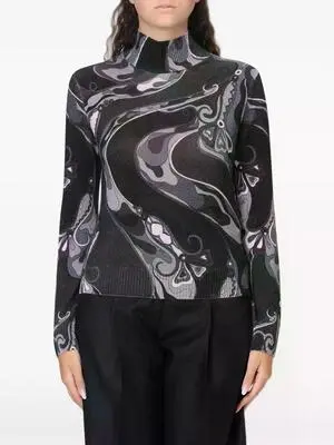 Emilio Pucci Abstract Print Roll Neck Sweater - Black