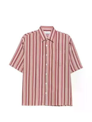 COSTUMEIN Eric Vertical-stripe Short-sleeve Shirt - Pink