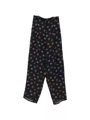 N°21 Navy Floral Pattern Pleated Trousers - Blue