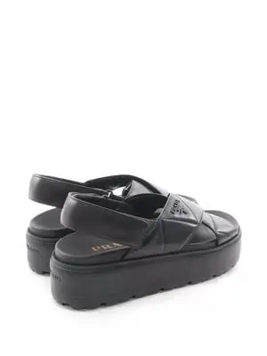 Prada Quilted Crossover Strap Platform Sandals