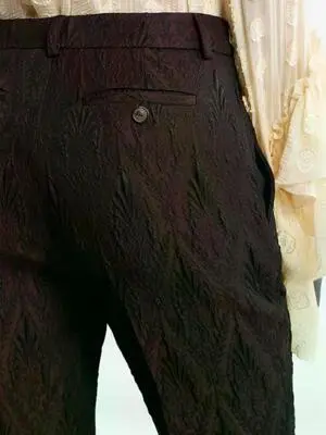 Etro Jacquard Trousers With Floral Medallion Motif - Red