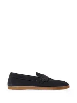Paciotti Suede Loafers With Logo Plaque