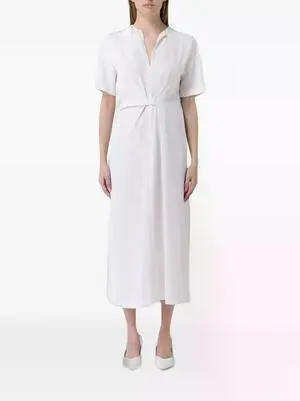 MEIMEIJ Short Sleeve Twist Detail Dress - White