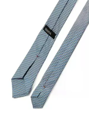 Zegna Patterned Silk Tie - Blue
