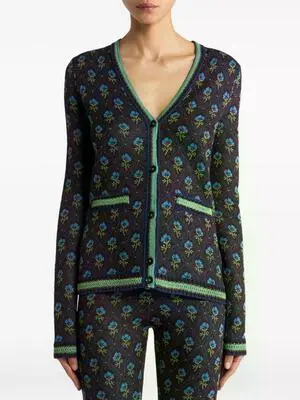Etro Jacquard Diamond Flower Motif Cardigan