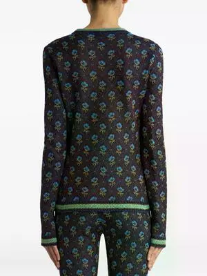 Etro Jacquard Diamond Flower Motif Cardigan