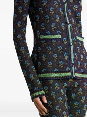 Etro Jacquard Diamond Flower Motif Cardigan