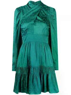 Sandro Eloise Jacquard Wrap-neck Mini Dress