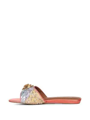 Kurt Geiger Kensington Sequin-embellished Flat Sandals - Pink