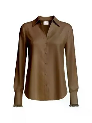 MC2 SAINT BARTH Lace Trim Buttoned Shirt - Brown