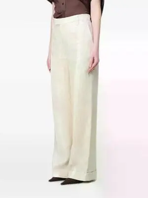 Brunello Cucinelli Beige Linen Lurex Effect Palazzo Pants - Neutrals