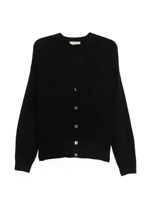 SERGIO MORETTI FIRENZE Ribbed Knit V-neck Cardigan - Black