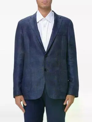 Zegna Check-pattern Single-breasted Blazer - Blue