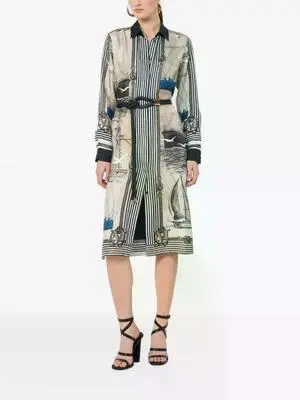 Max Mara Silk Nautical Print Midi Dress