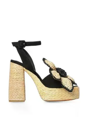 PALOMA BARCELO Flower-appliqué Sandals - Black