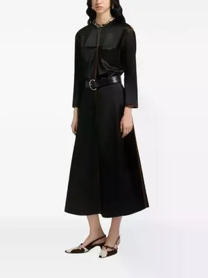 Marni Satin Midi Dress With Contrast Stitching - Black
