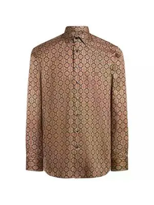 Etro Cotton Satin Shirt With Medallion Motif - Black