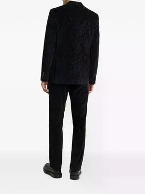 Etro Single-breasted Jacket In Cotton Velvet With Arnica Motif - Black
