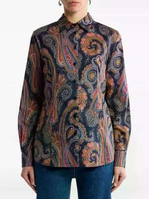 Etro Stretch-cotton Poplin Shirt With Paisley Motif